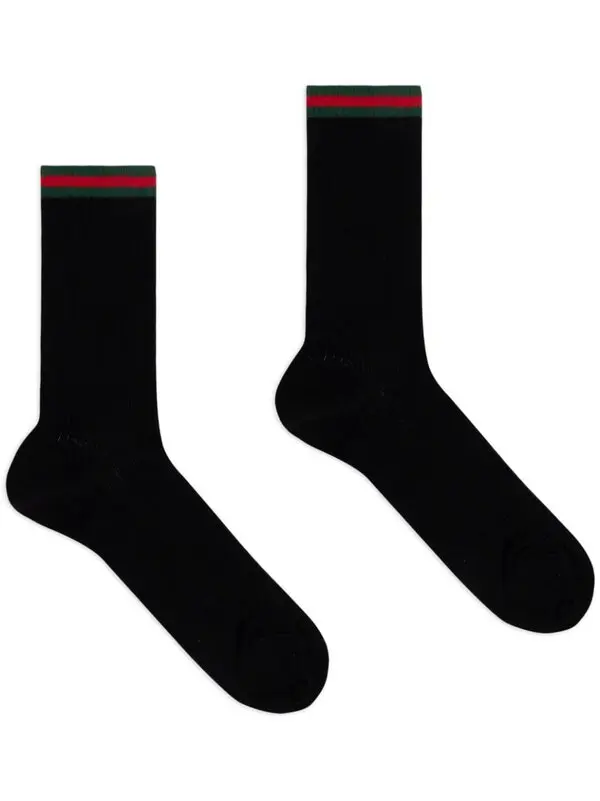 Gucci Web-striped Cotton-blend Socks - Black