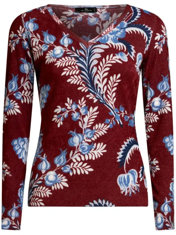 Etro Floral-print Knitted Top - Red