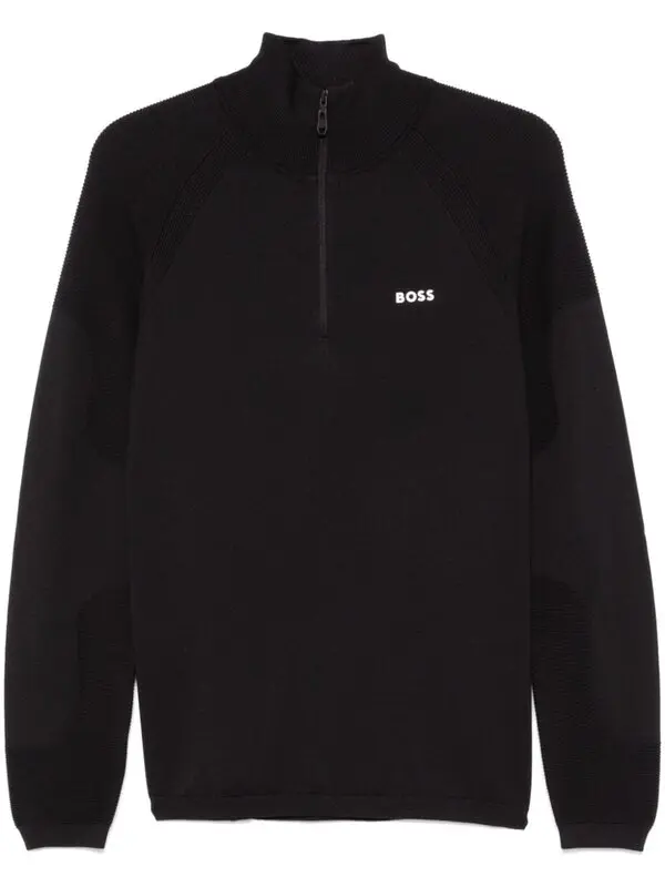 BOSS Rubberised-logo Sweater - Black