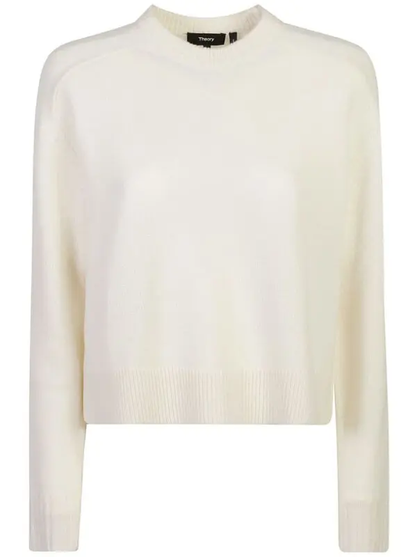 Theory Cropped Cashmere Sweater - White
