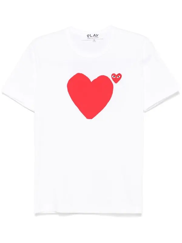 Play Comme Des Garcon Heart-print T-shirt - White