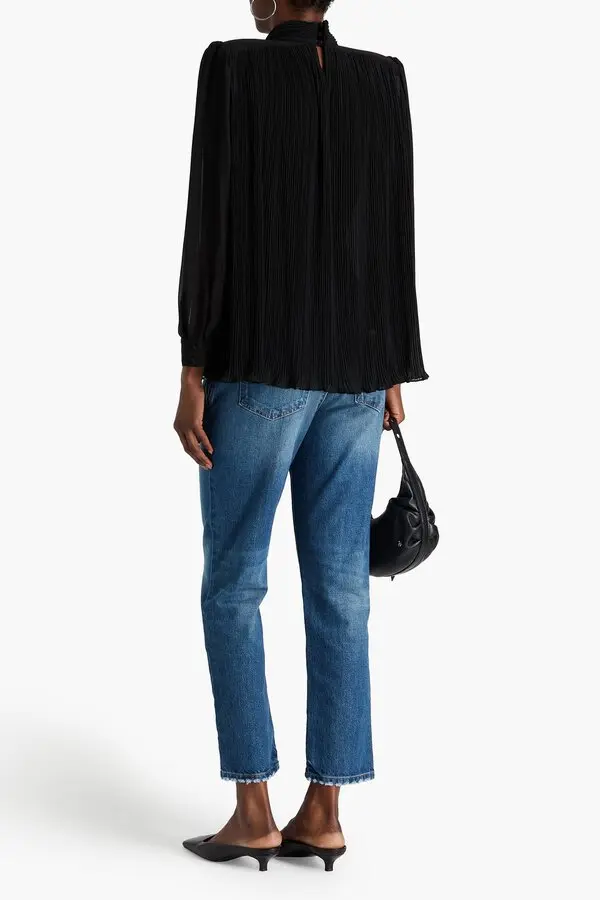 FRAME Plissé Chiffon Blouse