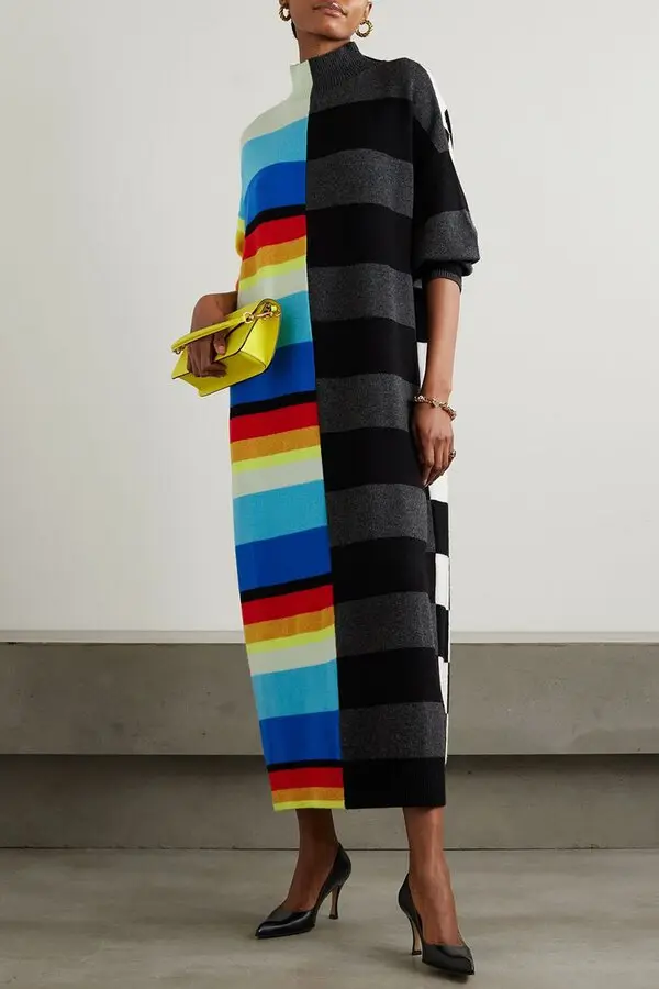 Christopher John Rogers Striped Wool-Blend Maxi Dress In Multicolor - 55%  Off | Editorialist
