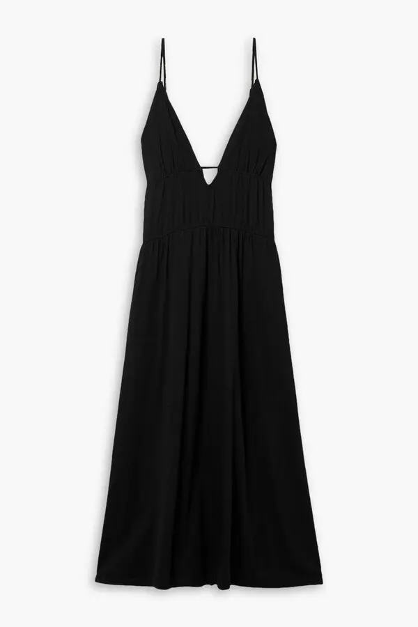calvin klein men's modern fit dress pants Lyndon Long Sleeve Slinky Maxi Dress / Black | MESHKI