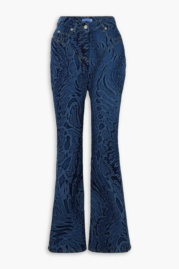 MUGLER Printed Mid-rise Flared Jeans