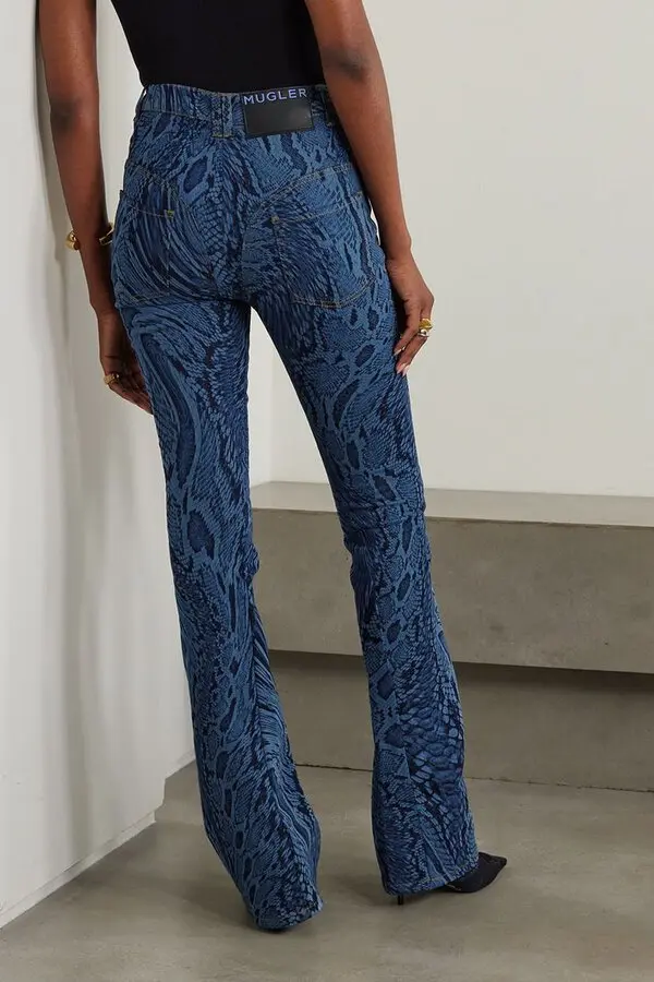 MUGLER Printed Mid-rise Flared Jeans