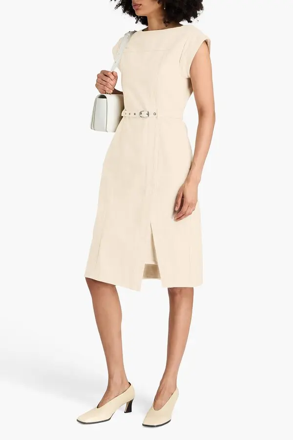 3.1 Phillip Lim Belted Denim Midi Dress - Ecru