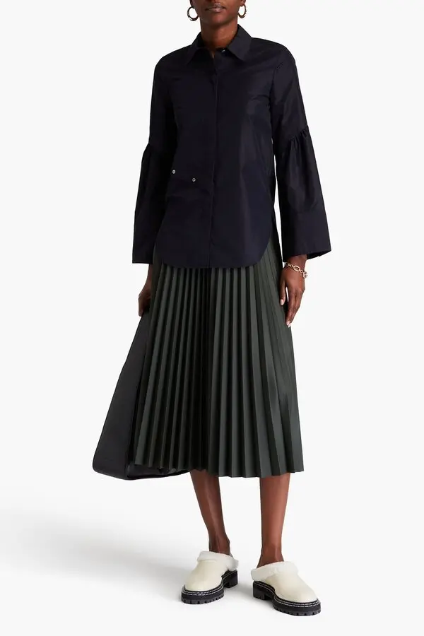 3.1 Phillip Lim Button-detailed Cotton-blend Poplin Shirt - Midnight Blue