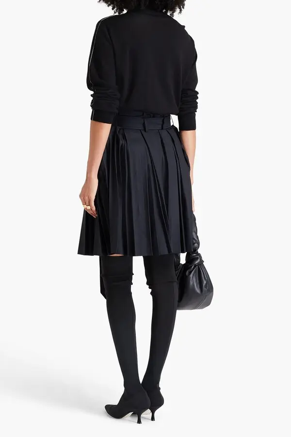 PETER DO Belted Pleated Sateen Skirt