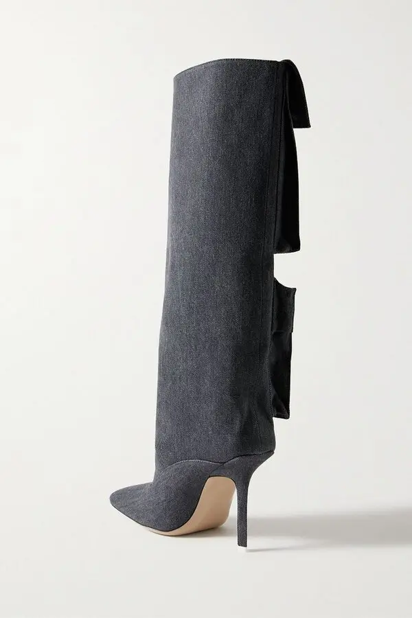 Attico Sienna Embellished Denim Knee Boots