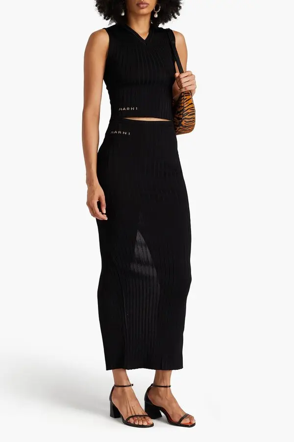 Marni Ribbed-knit Maxi Skirt - Black