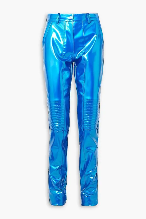 LAQUAN SMITH Metallic Latex Slim-leg Pants