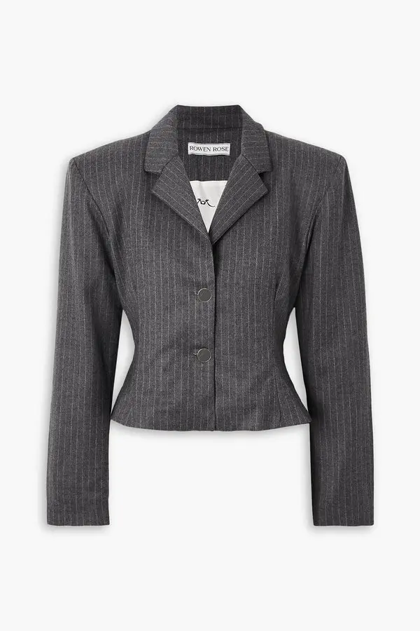 ROWEN ROSE Pinstriped Wool-cashmere Blazer