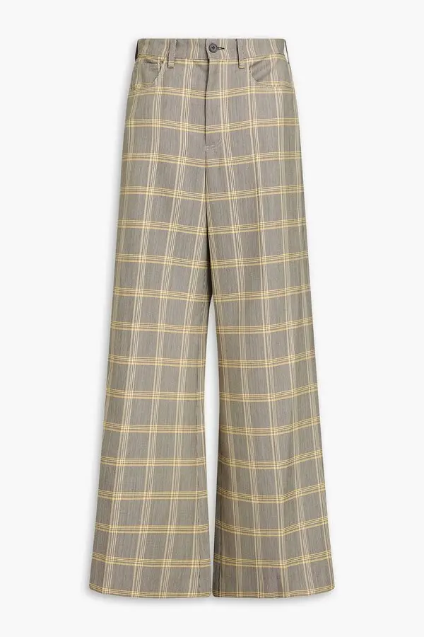 Marni Checked Wool-blend Wide-leg Pants - Black