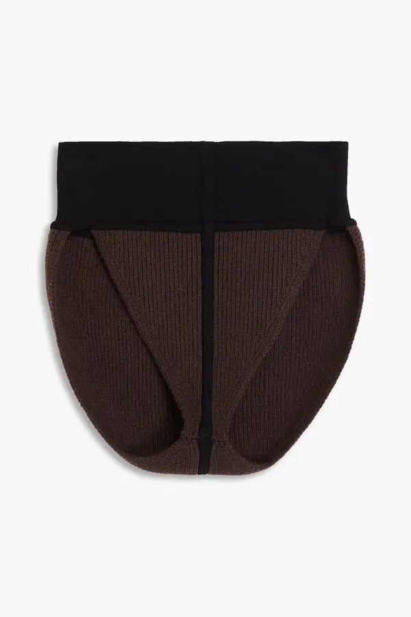 Rick Owens Two-tone Ribbed Cashmere-blend Shorts - Chocolate