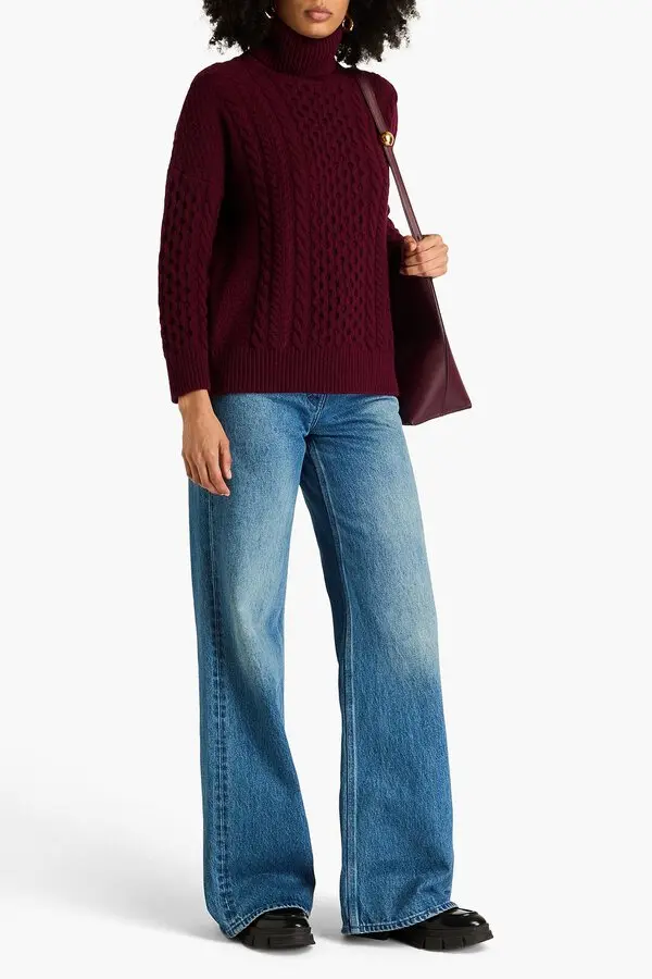 &daughter Annis Cable-knit Turtleneck Sweater - Plum