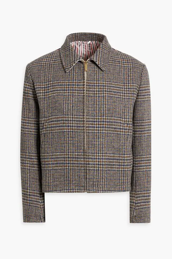 Thom Browne Twill-paneled Checked Wool-tweed Jacket