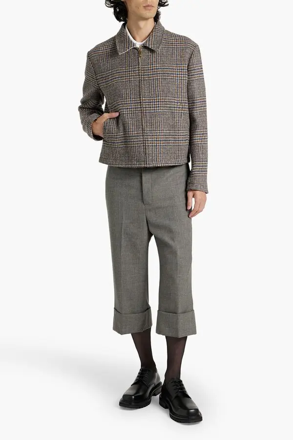 Thom Browne Twill-paneled Checked Wool-tweed Jacket