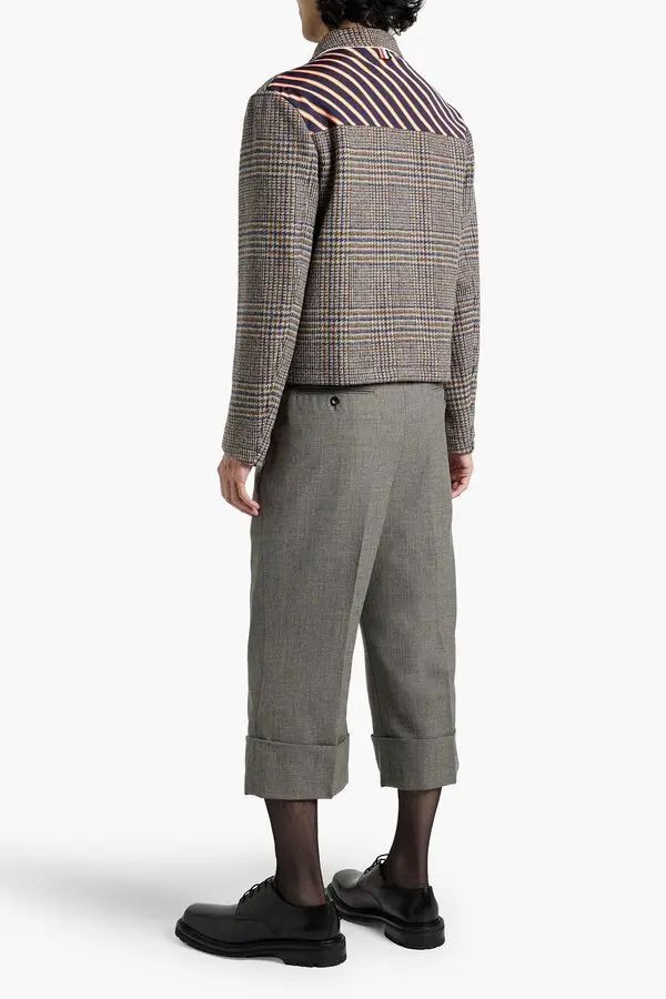 Thom Browne Twill-paneled Checked Wool-tweed Jacket