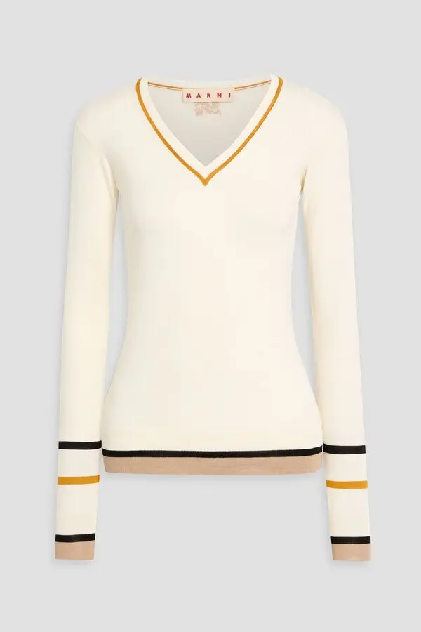 Marni Striped Wool And Silk-blend Sweater