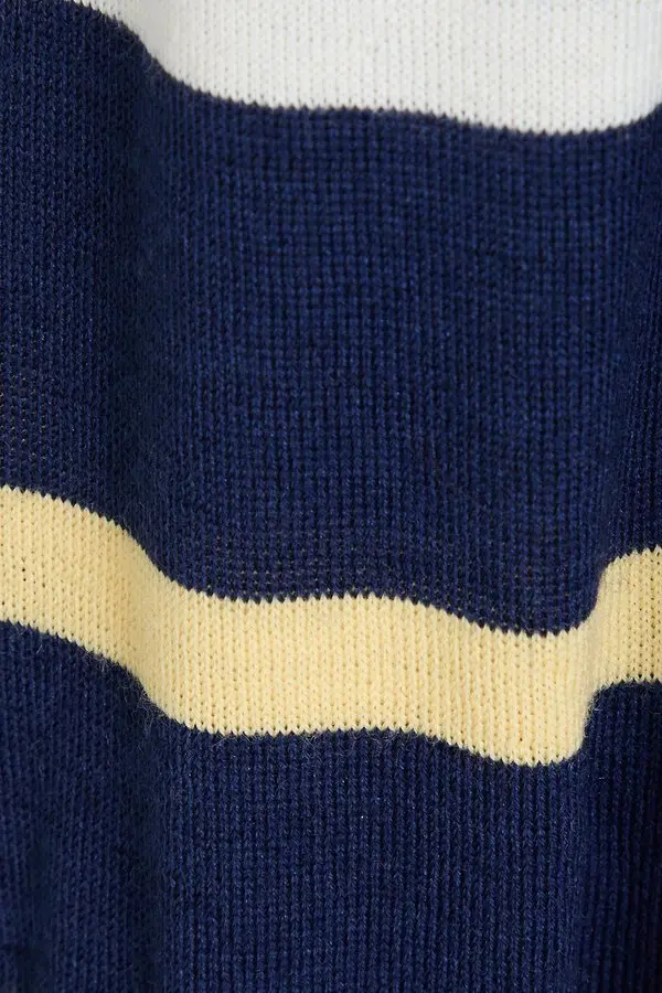 Marni Striped Wool And Silk-blend Sweater - Navy
