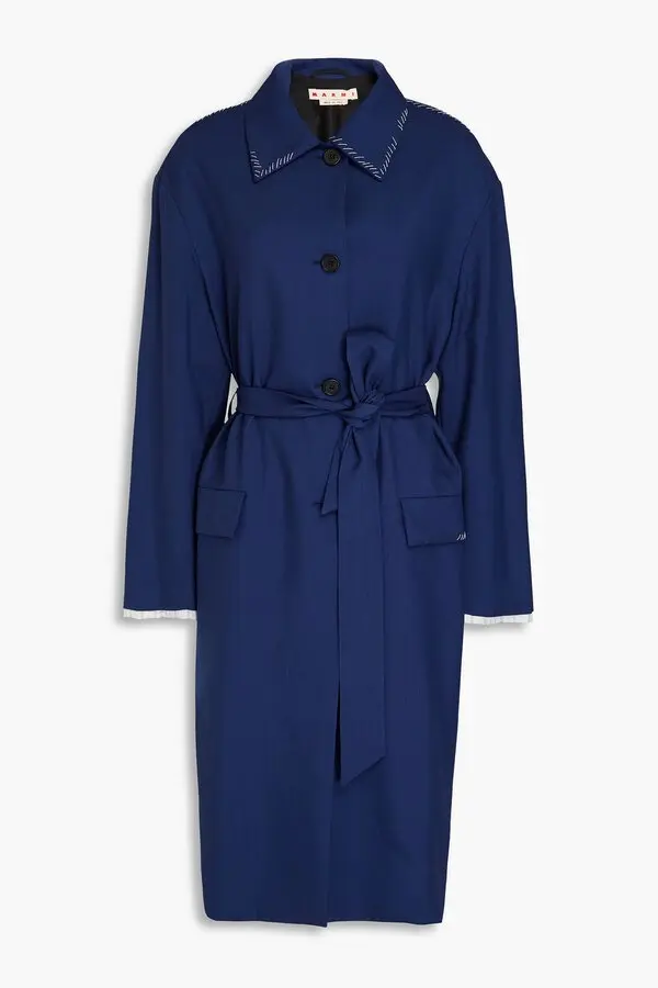Marni Belted Embroidered Wool Coat