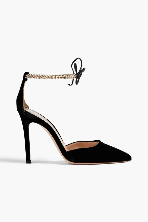 GIANVITO ROSSI Leather-trimmed Velvet Pumps