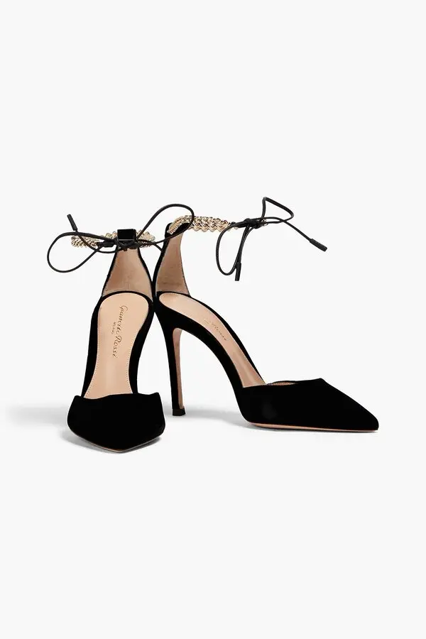 GIANVITO ROSSI Leather-trimmed Velvet Pumps