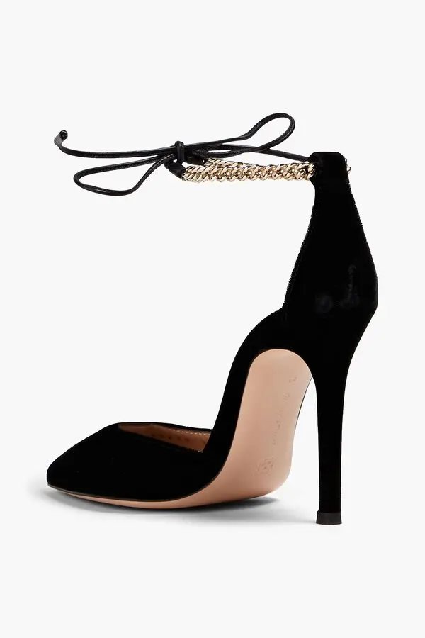 GIANVITO ROSSI Leather-trimmed Velvet Pumps