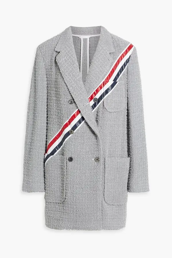 Thom Browne Double-breasted Striped Bouclé-tweed Blazer
