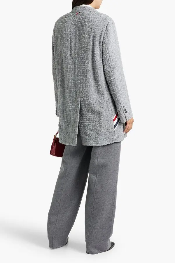 Thom Browne Double-breasted Striped Bouclé-tweed Blazer