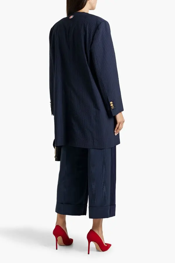 Thom Browne Striped Wool-seersucker Coat