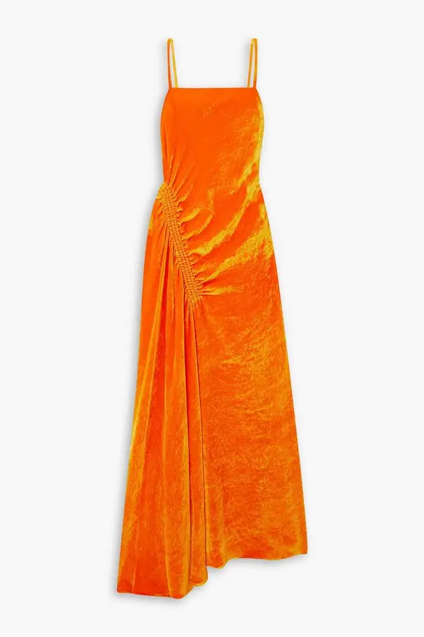 Proenza Schouler Gathered Velvet Maxi Dress - Orange