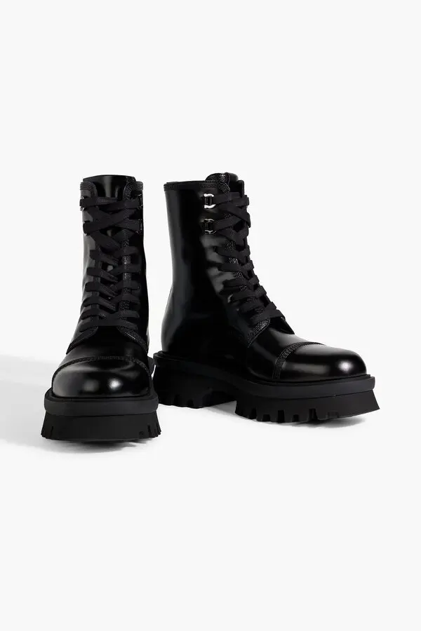 FERRAGAMO Kira Leather Combat Boots