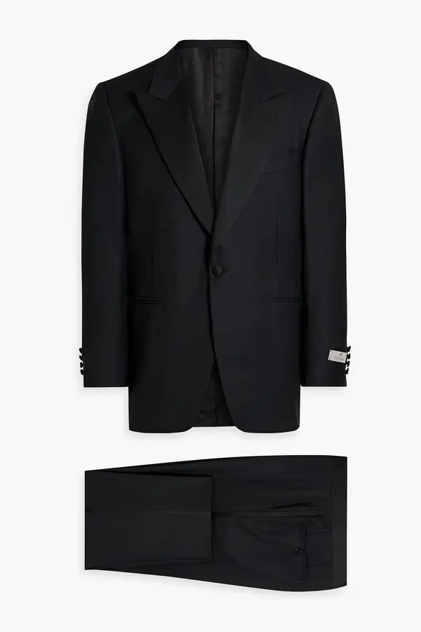 Canali Satintrimmed Wooltwill Suit - Black