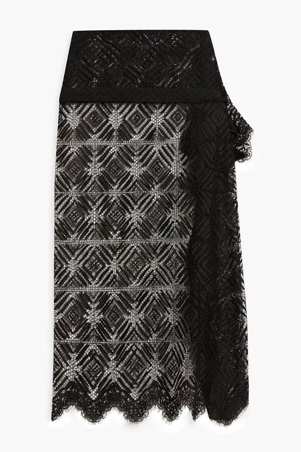Michelle Mason Draped Cotton And Silk-blend Midi Skirt - Black