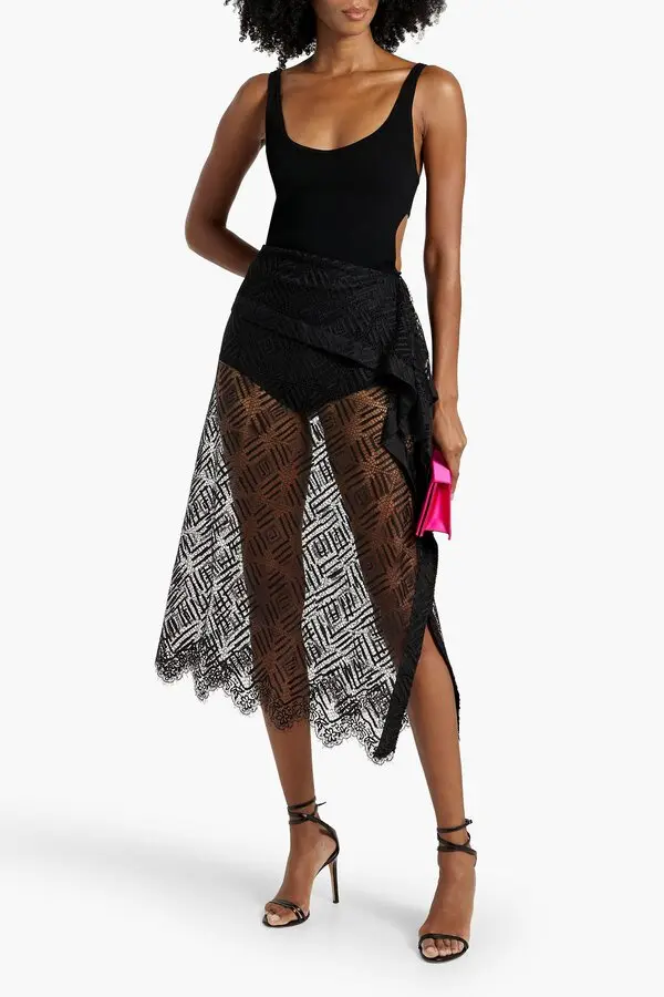 Michelle Mason Draped Cotton And Silk-blend Midi Skirt