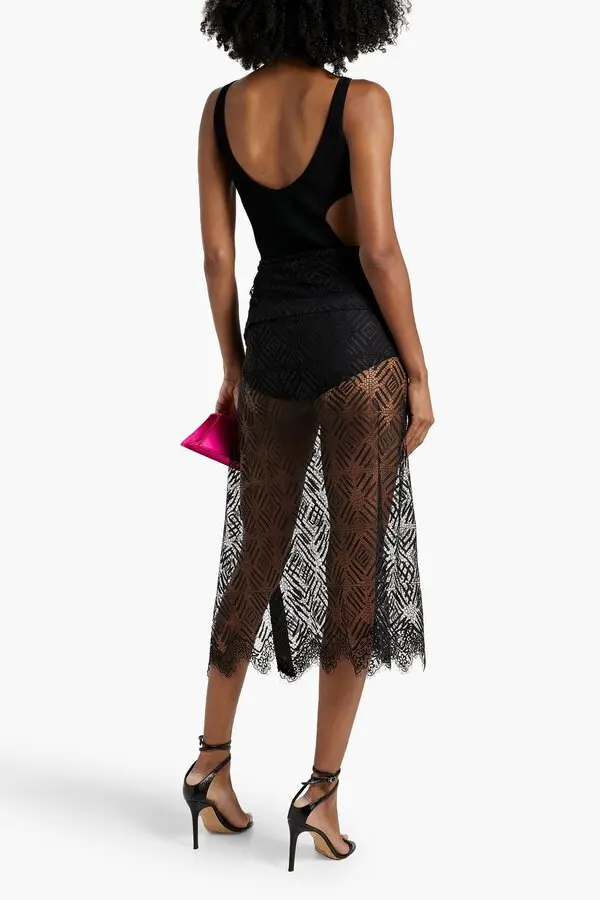 Michelle Mason Draped Cotton And Silk-blend Midi Skirt