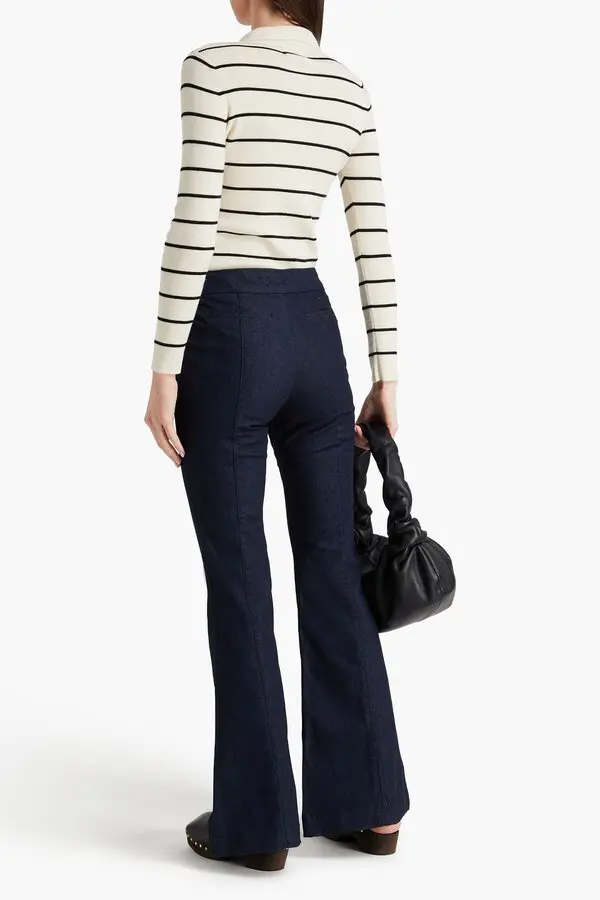 FRAME Pleated High-rise Flared Jeans