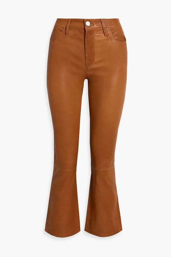 FRAME Le Crop Mini Boot Leather Bootcut Pants - Tan