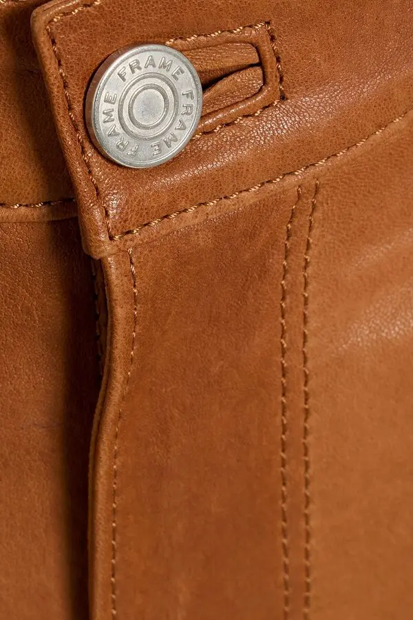 FRAME Le Crop Mini Boot Leather Bootcut Pants - Tan
