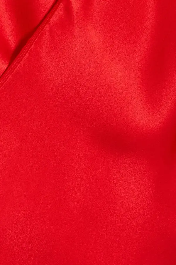 Michelle Mason Silk-satin Wrap Gown - Tomato Red