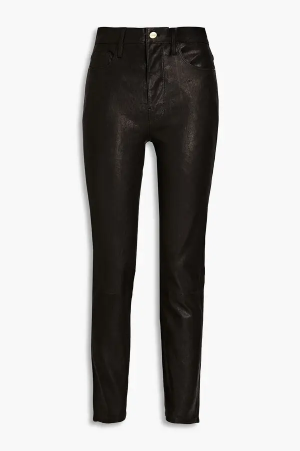 FRAME Leather Slim-leg Trousers