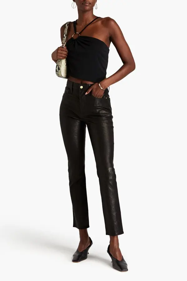 FRAME Leather Slim-leg Trousers