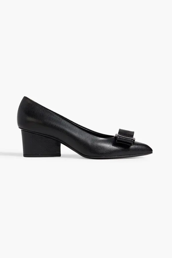 FERRAGAMO Viva Bow-detailed Lizard-effect Leather Pumps