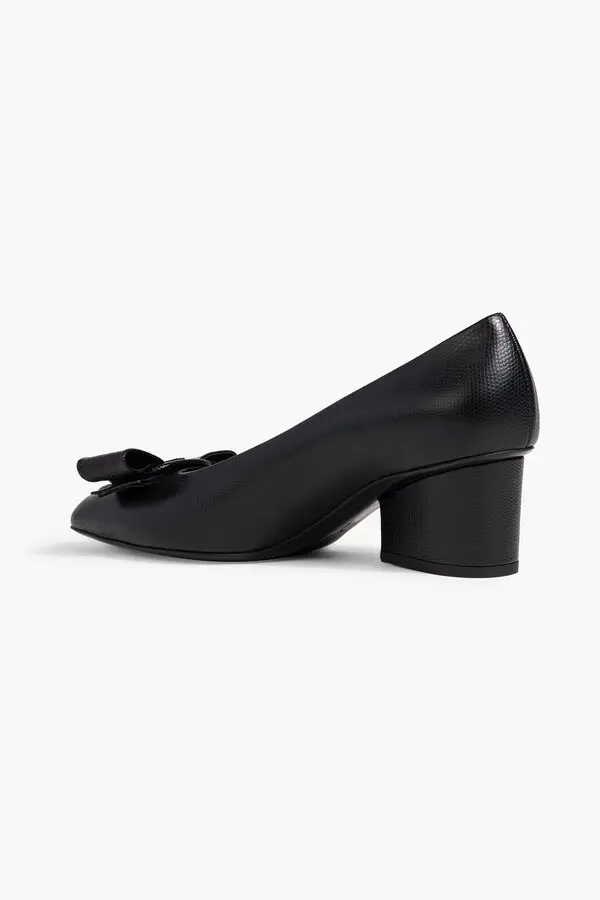 FERRAGAMO Viva Bow-detailed Lizard-effect Leather Pumps