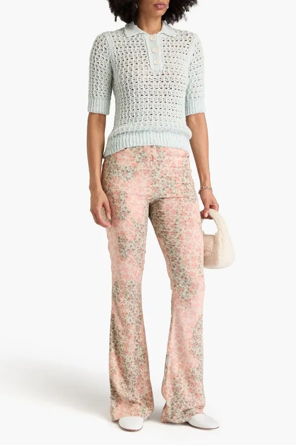 Acne Studios Crochet-Knit Polo Shirt In Mint - 65% Off | Editorialist