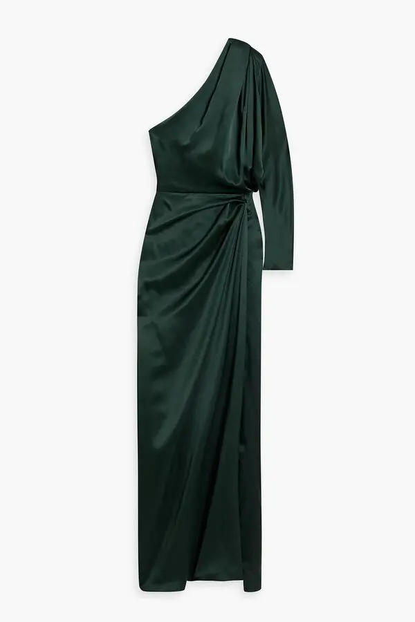 Michelle Mason One-Shoulder Draped Maxi Dress In Forest Green - 60% Off |  Editorialist