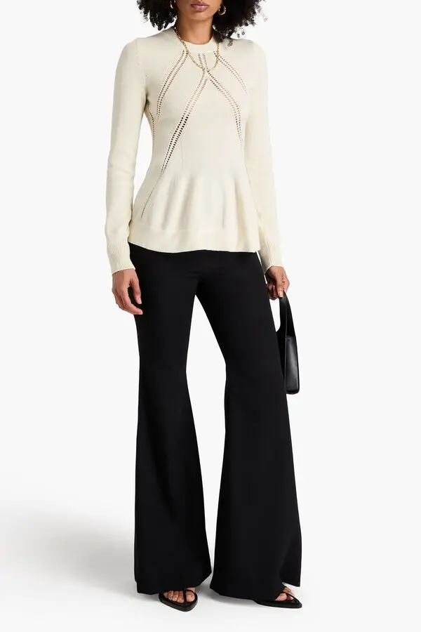 JIL SANDER Pointelle-knit Wool And Cotton-blend Sweater