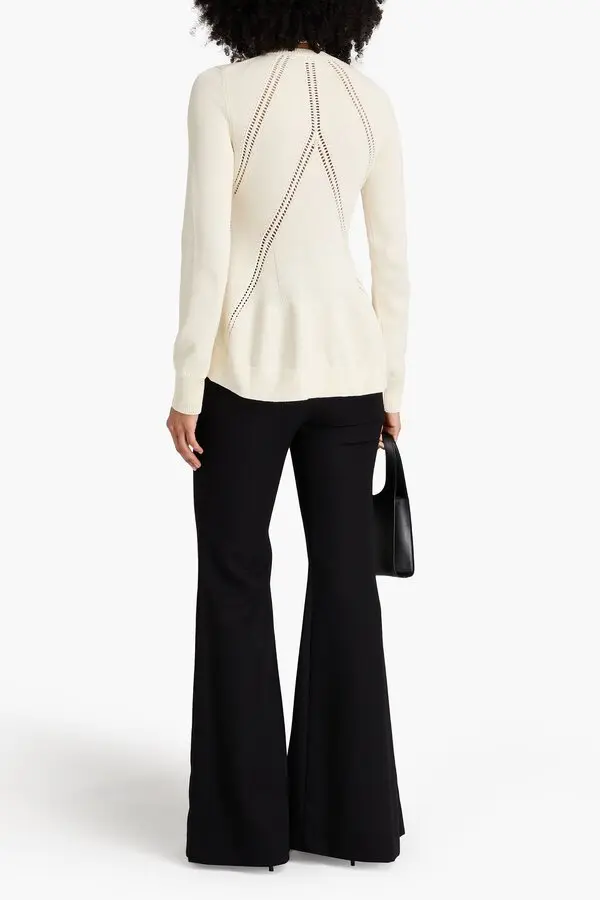 JIL SANDER Pointelle-knit Wool And Cotton-blend Sweater